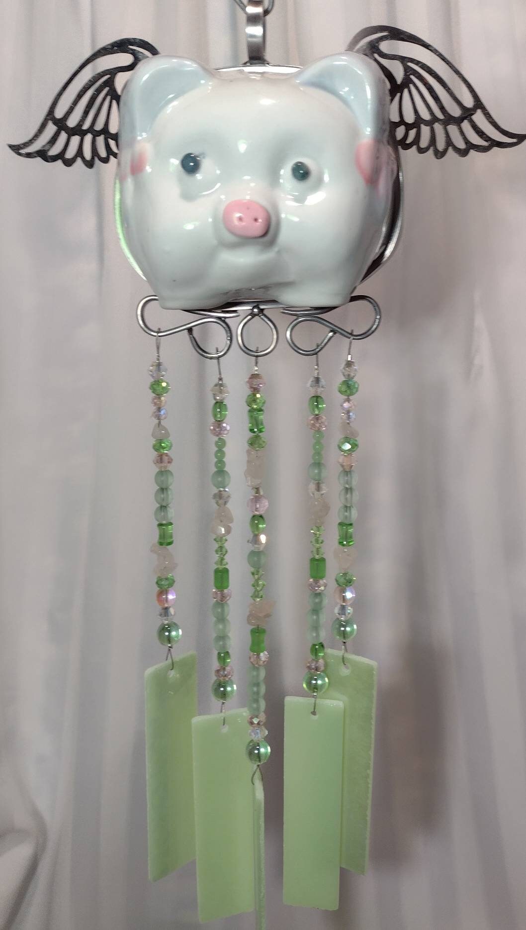 Flying Pig Wind Chime With Mint Green Chimes - Etsy