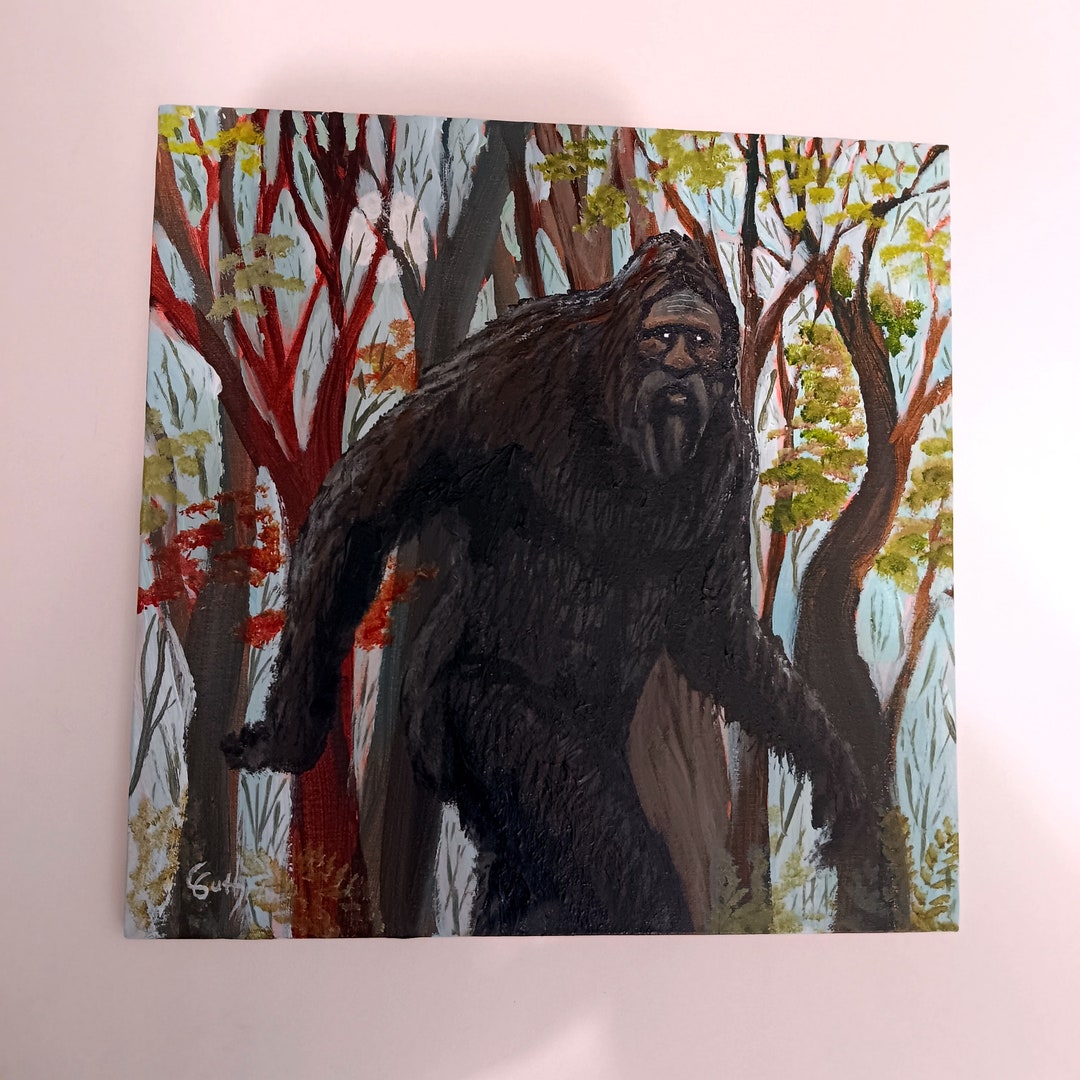 Bigfoot, Hiking Trail, Painting, Art Panel Original Sasquatch Acrylic ...