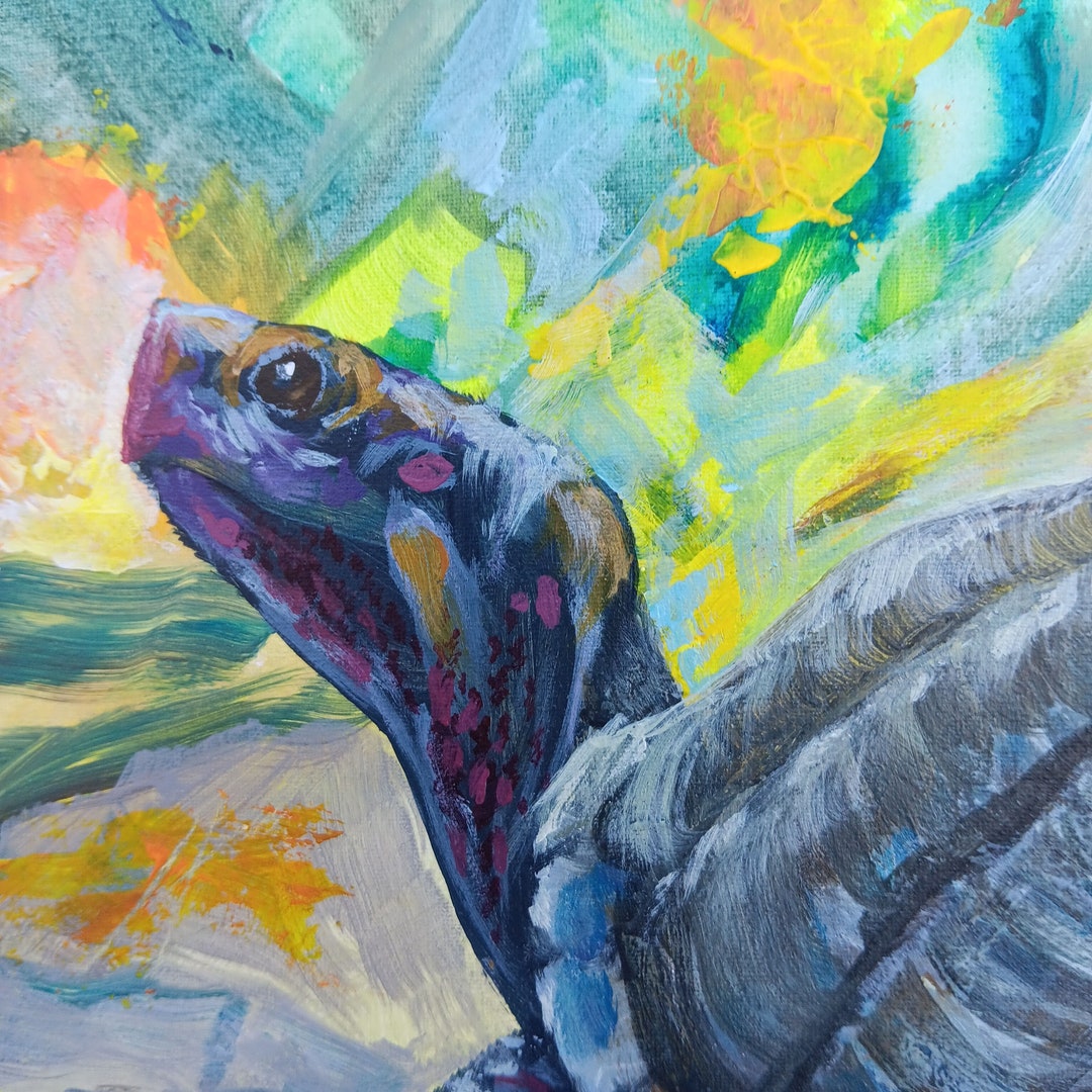 Turtle Art Painting Tortoise, Wildlife Art, Acrylics, 10 X 10 Art Panel ...