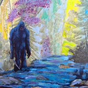 Original Acrylic Painting, 12x12 Art Panel Bigfoot Sasquatch - Etsy