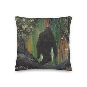 Sasquatch Art Premium Pillow Bigfoot Pillow Unique Gift - Etsy