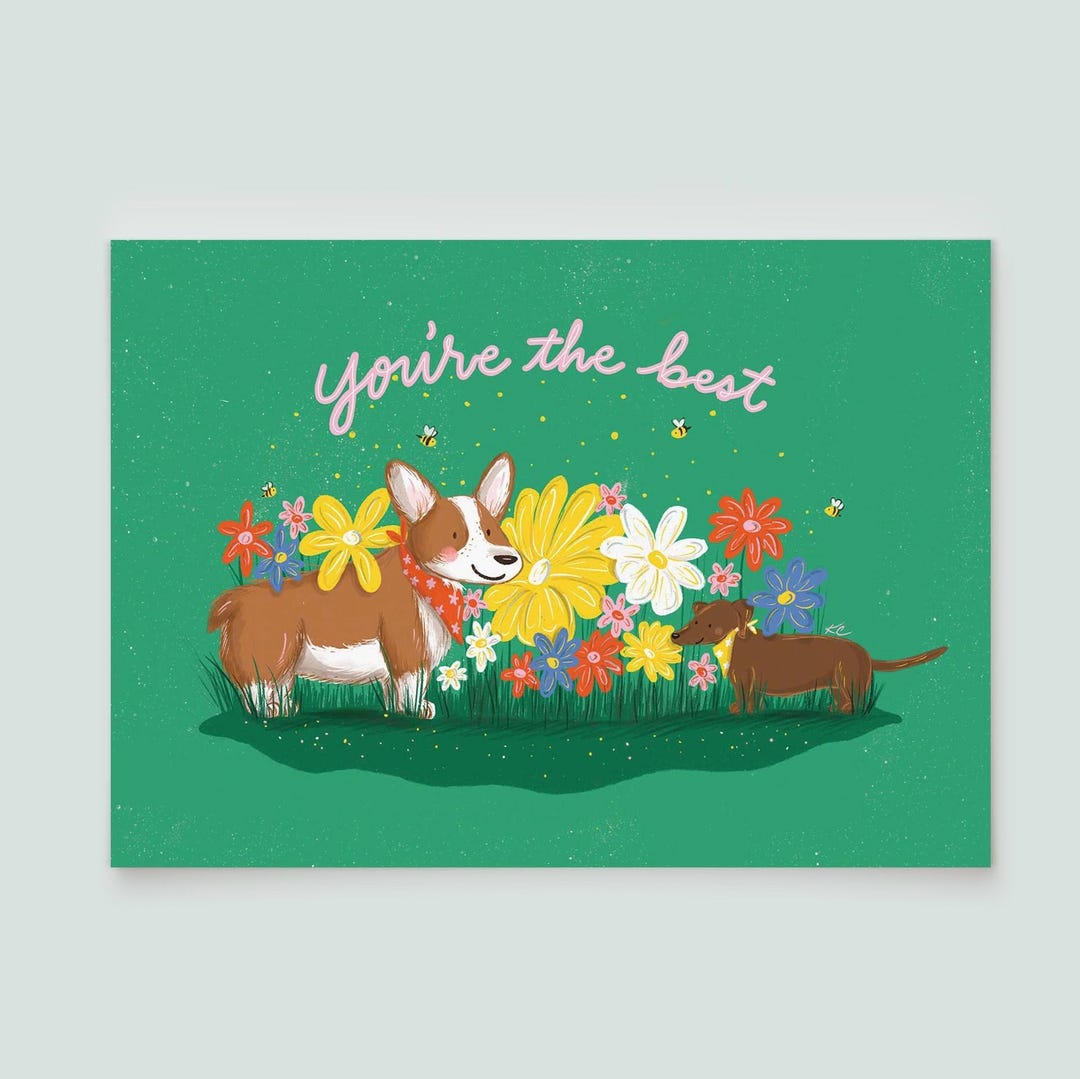 You're the Best Card, Thank You Card, Cute Dog Greeting Card - Etsy