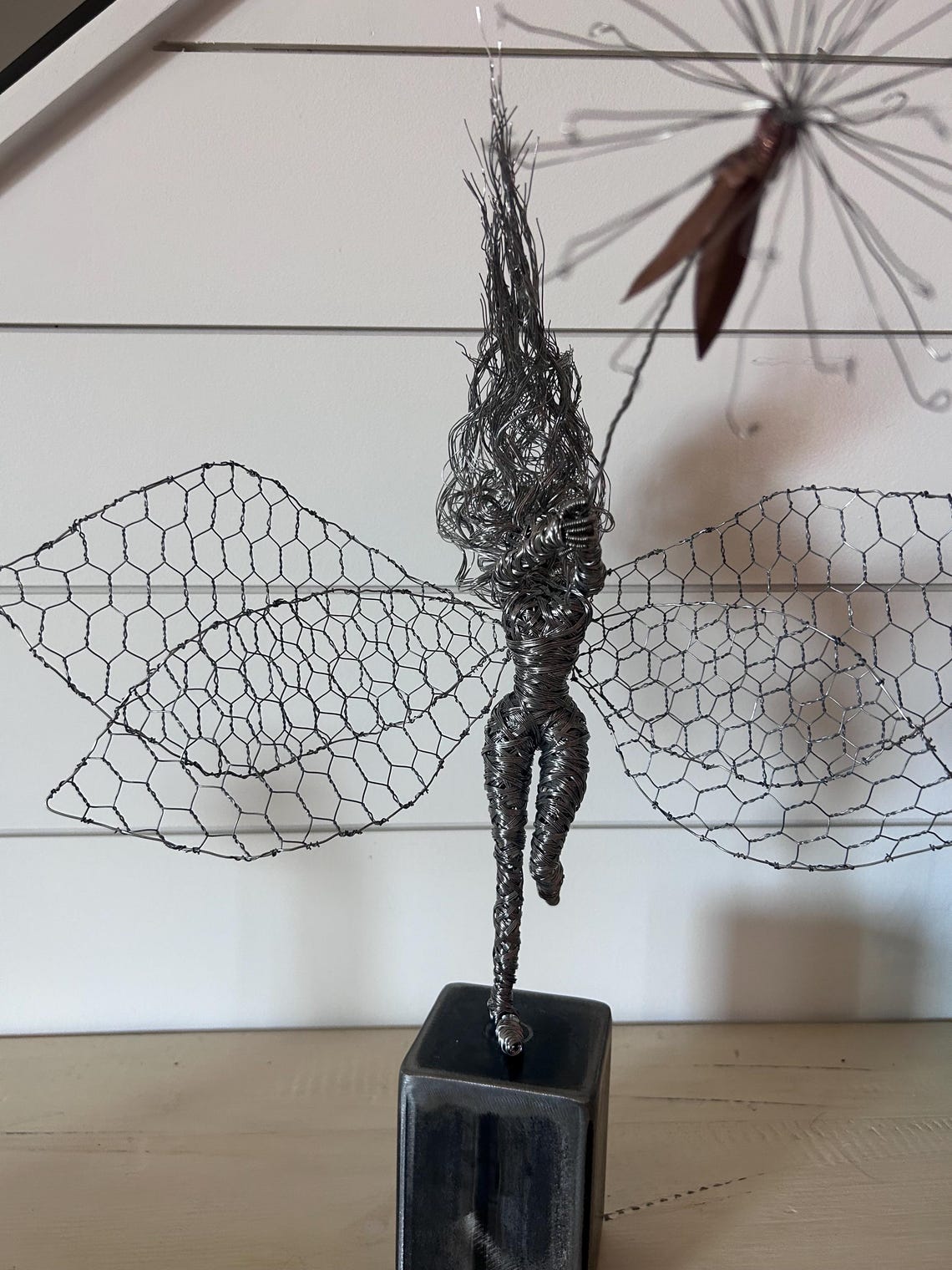 Wire Fairy Sculpture “dancing With a Dream” 19” X 16” X 14” Ready to ...