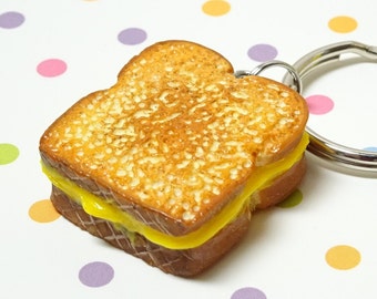 Grilled Cheese Keychain // Polymer Clay Food // Miniature Food - Etsy