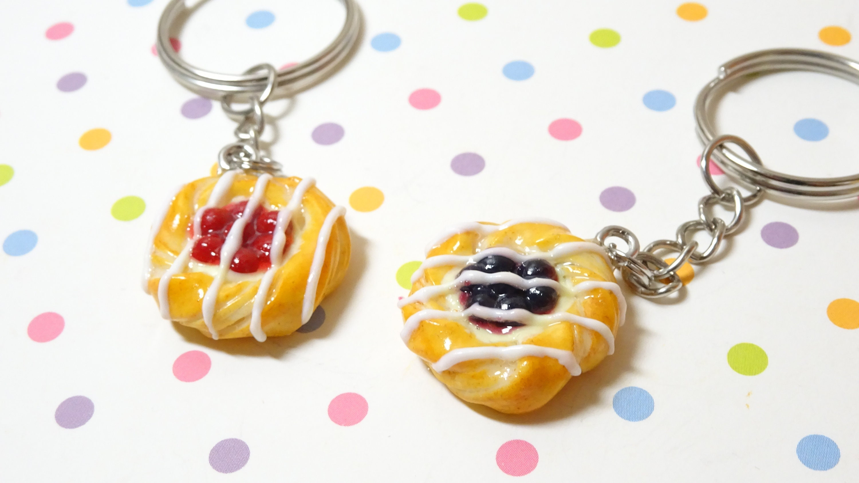 BFF Danish Pastry Keychain Polymer Clay Charm Food Jewelry - Etsy