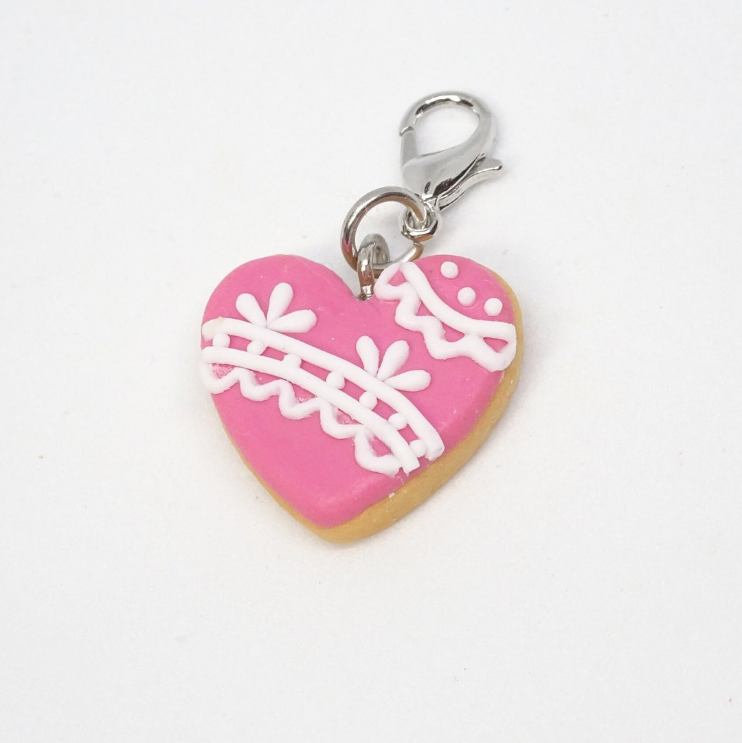 Cookie Charm, Food Jewelry, Heart Cookie Charm, Food Charm, Icing ...