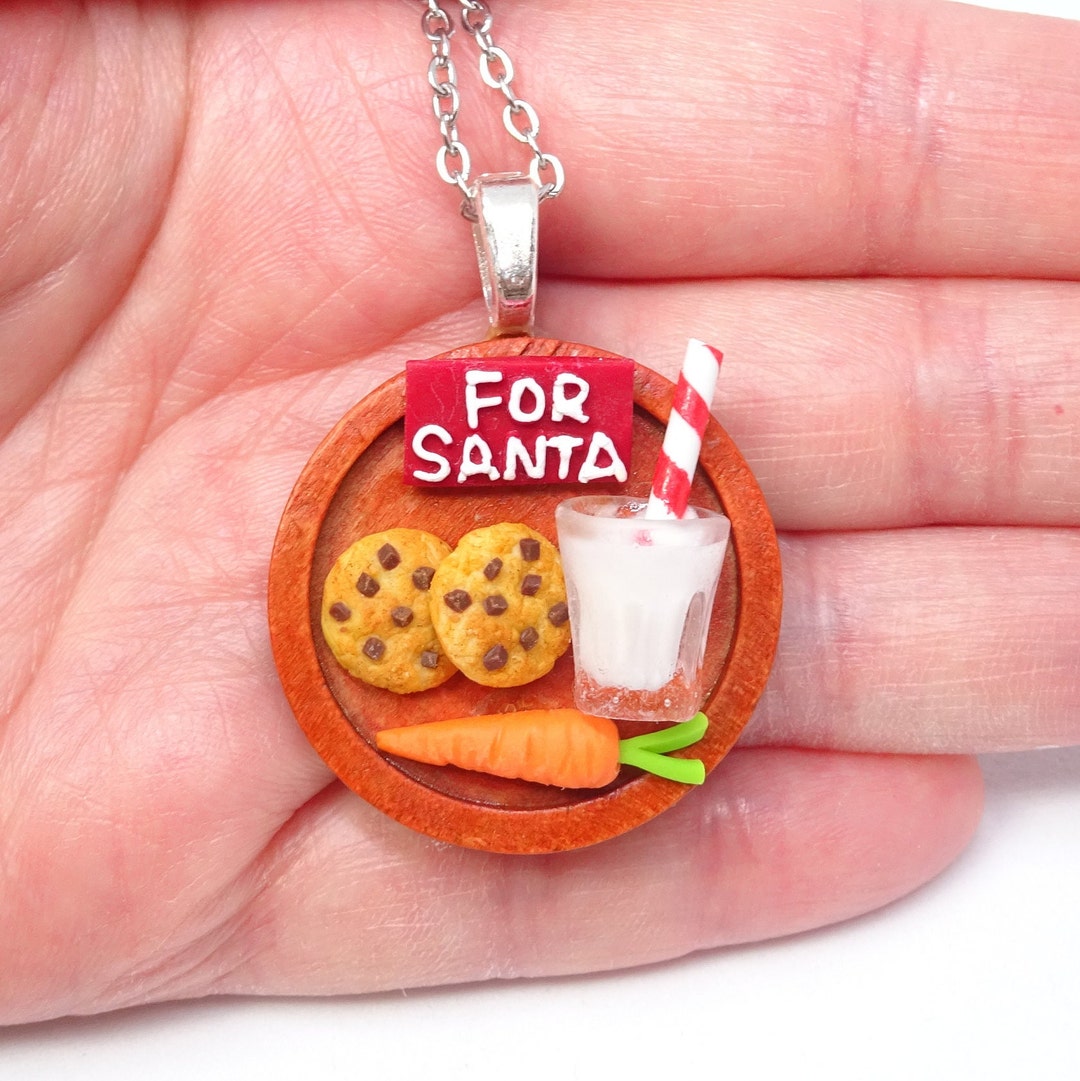 Christmas Necklace, Santa's Milk & Cookie Necklace, Food Jewelry ...
