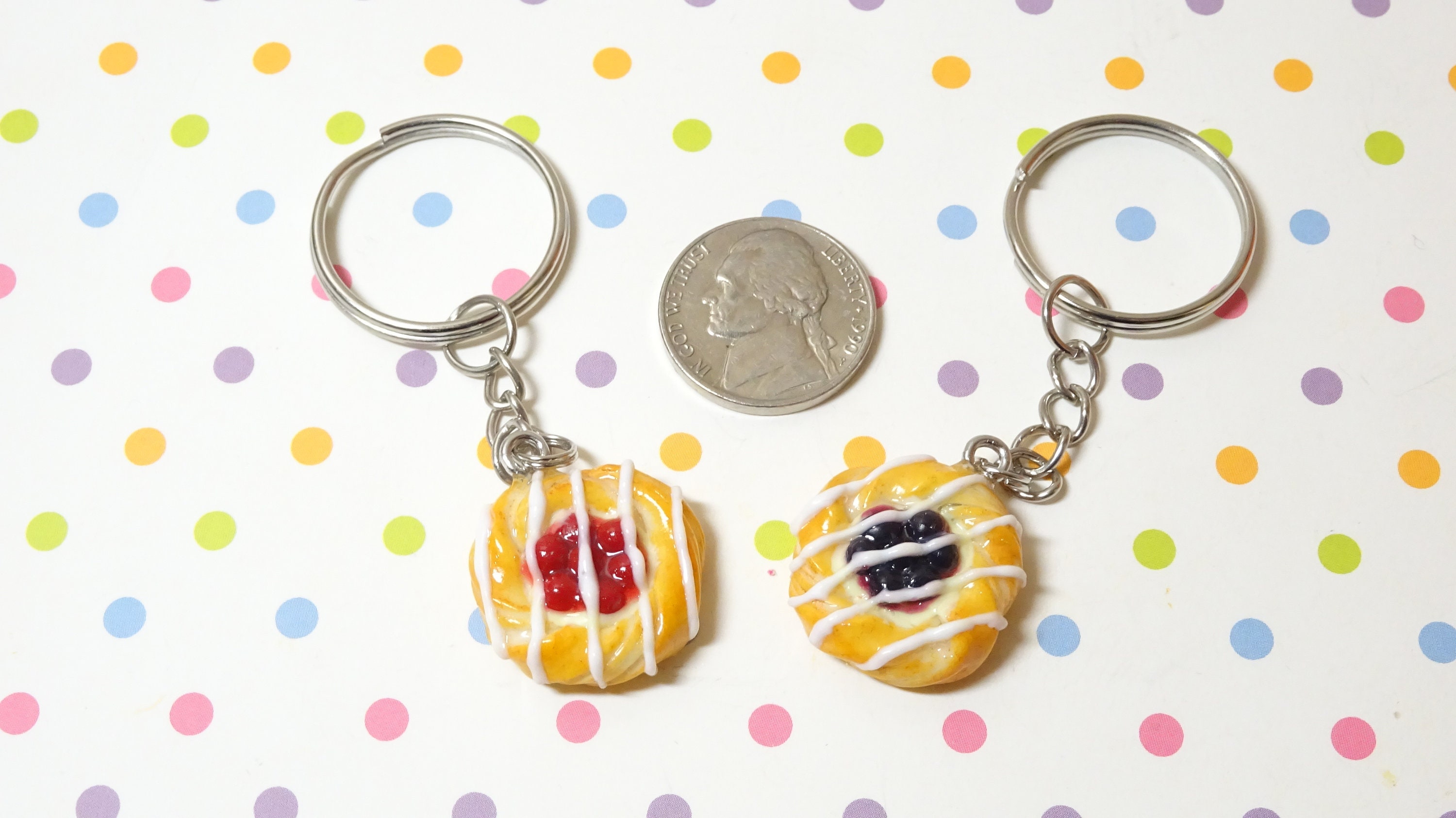 BFF Danish Pastry Keychain Polymer Clay Charm Food Jewelry - Etsy
