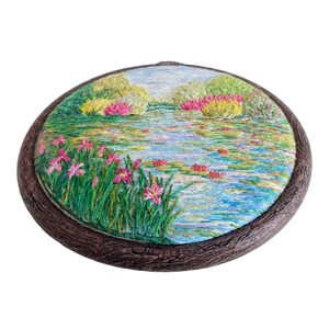 Thread Painting Inspired by Claude Monet. Hand Embroidery. Pastoral ...