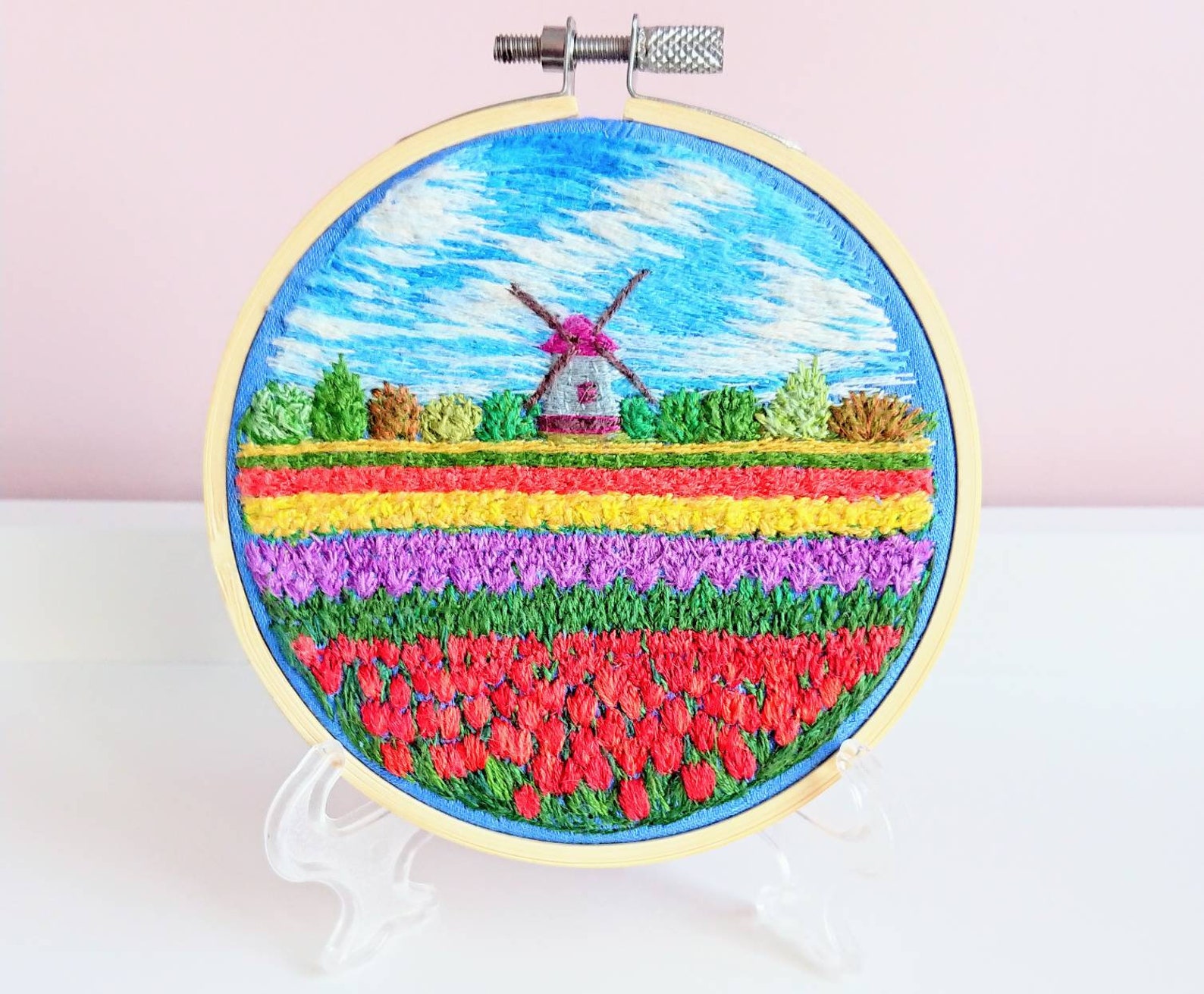 Dutch Landscape Tulip Fields & Windmill Home Decor Travel - Etsy