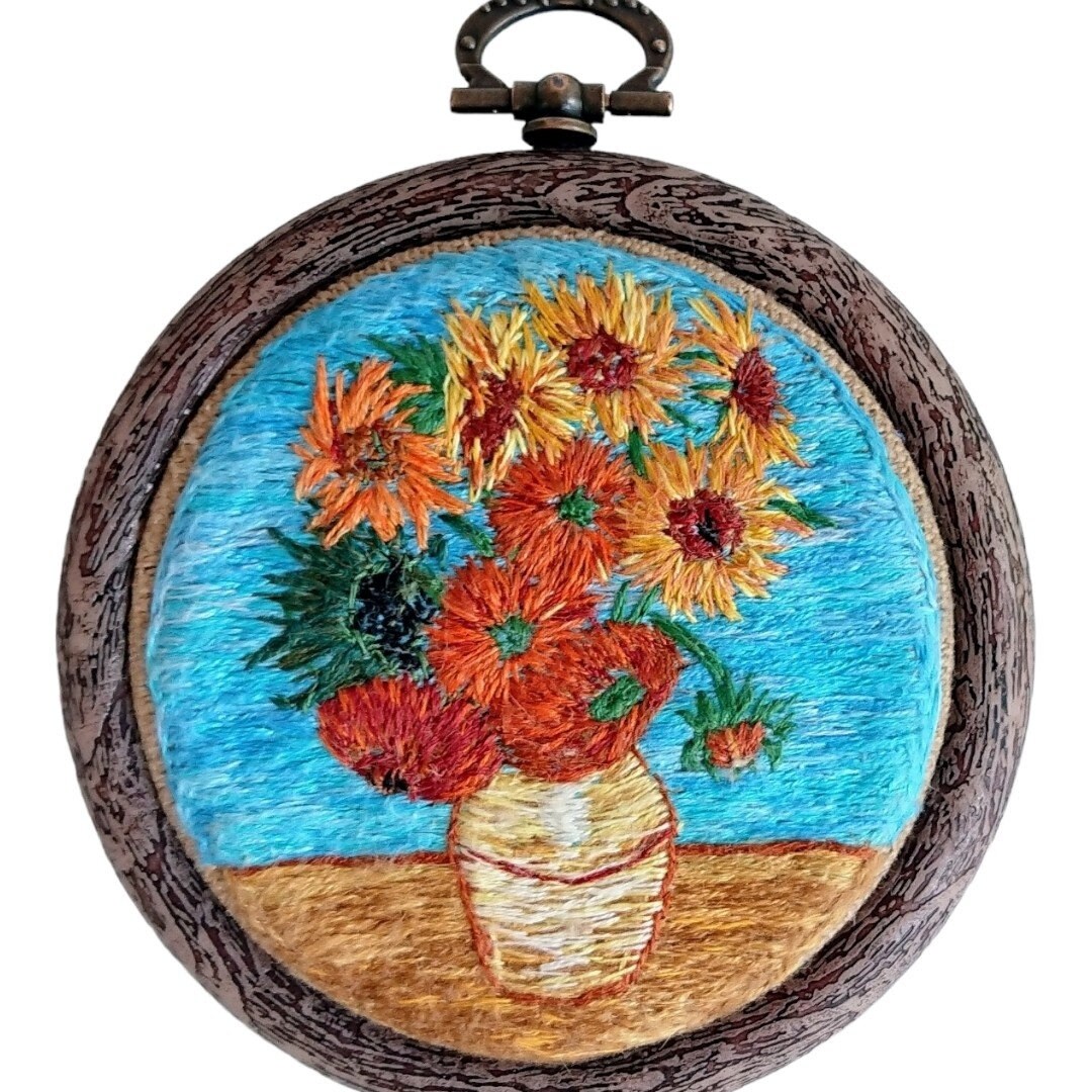 Sunflowers by Vincent Van Gogh. Hand Embroidery Art. Gift for Mom. Art ...