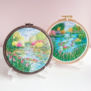 Thread Painting Inspired by Claude Monet. Hand Embroidery. Pastoral ...