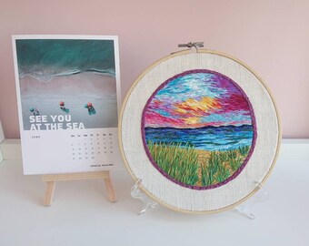 Ocean Sunset Embroidery - Etsy