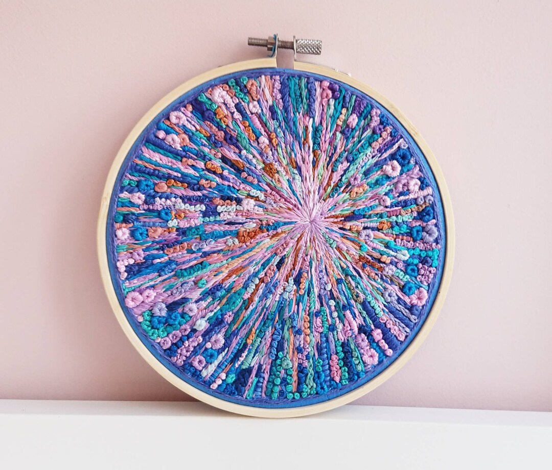 Abstract Textured Hand Embroidery Hoop Art. Modern Home Decor ...