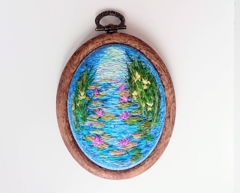 Framed Impressionistic Embroidery Water Lilies Inspired by - Etsy