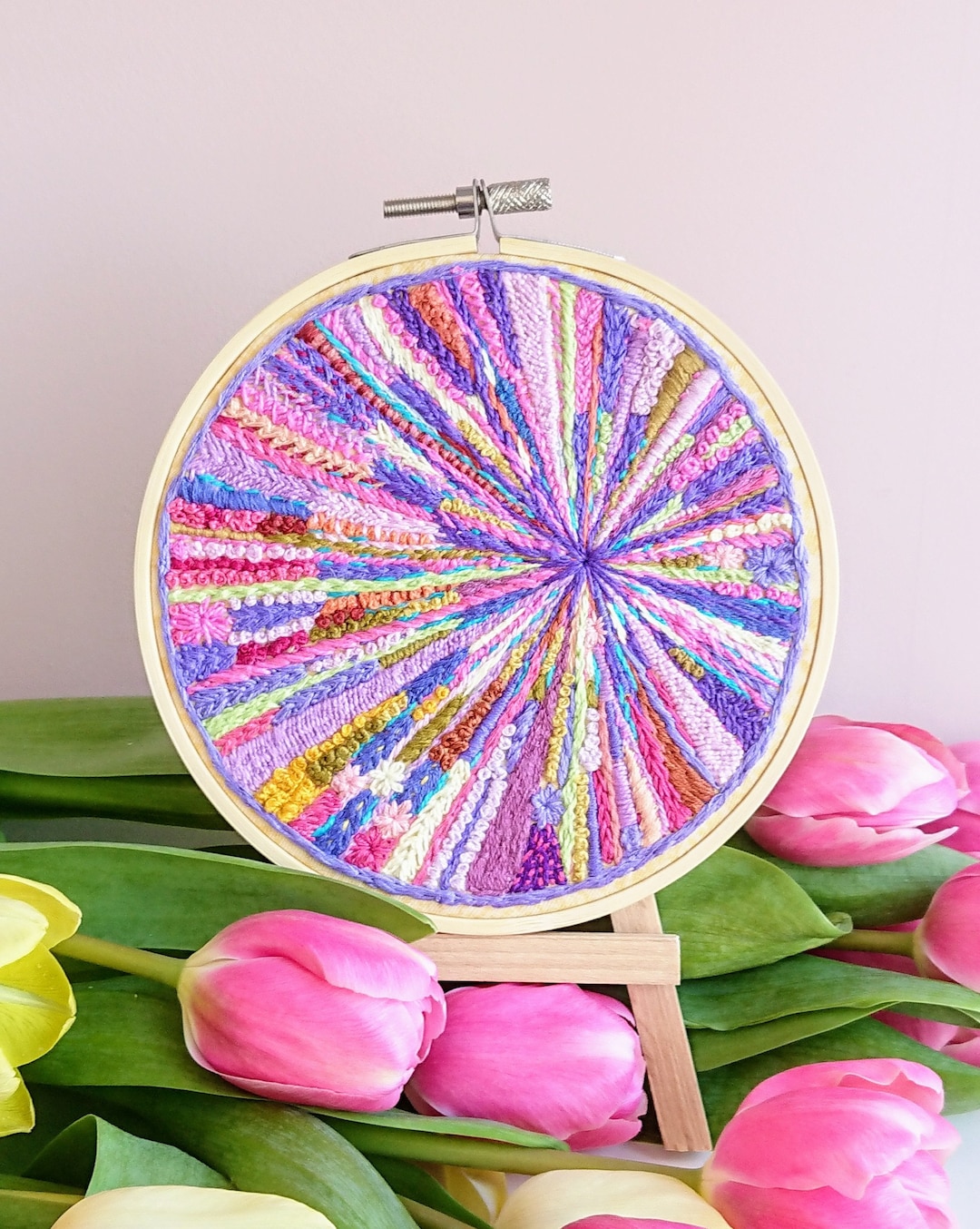 Abstract Textured Hand Embroidery. Wall Art Abstraction. Danish Pastel ...