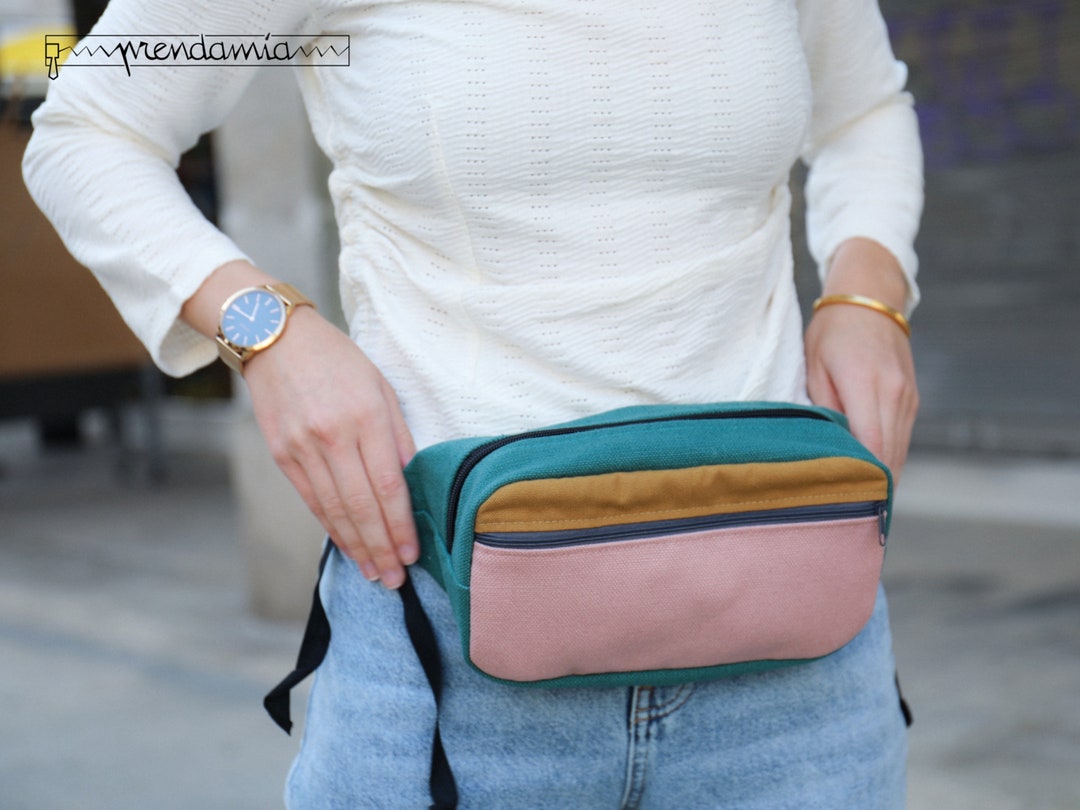 Solid Color Fabric Fanny Pack, Large Bum Bag With Two Pockets, Chest ...