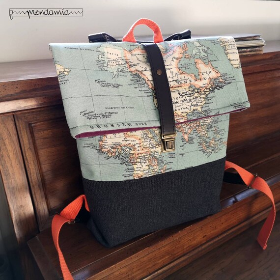 Map Backpack Canvas Map Backpack Travel Backpack Design | Etsy