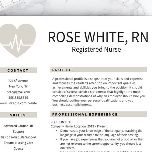 Nurse Resume Template Free Cover Letter Nurse Resume | Etsy Canada
