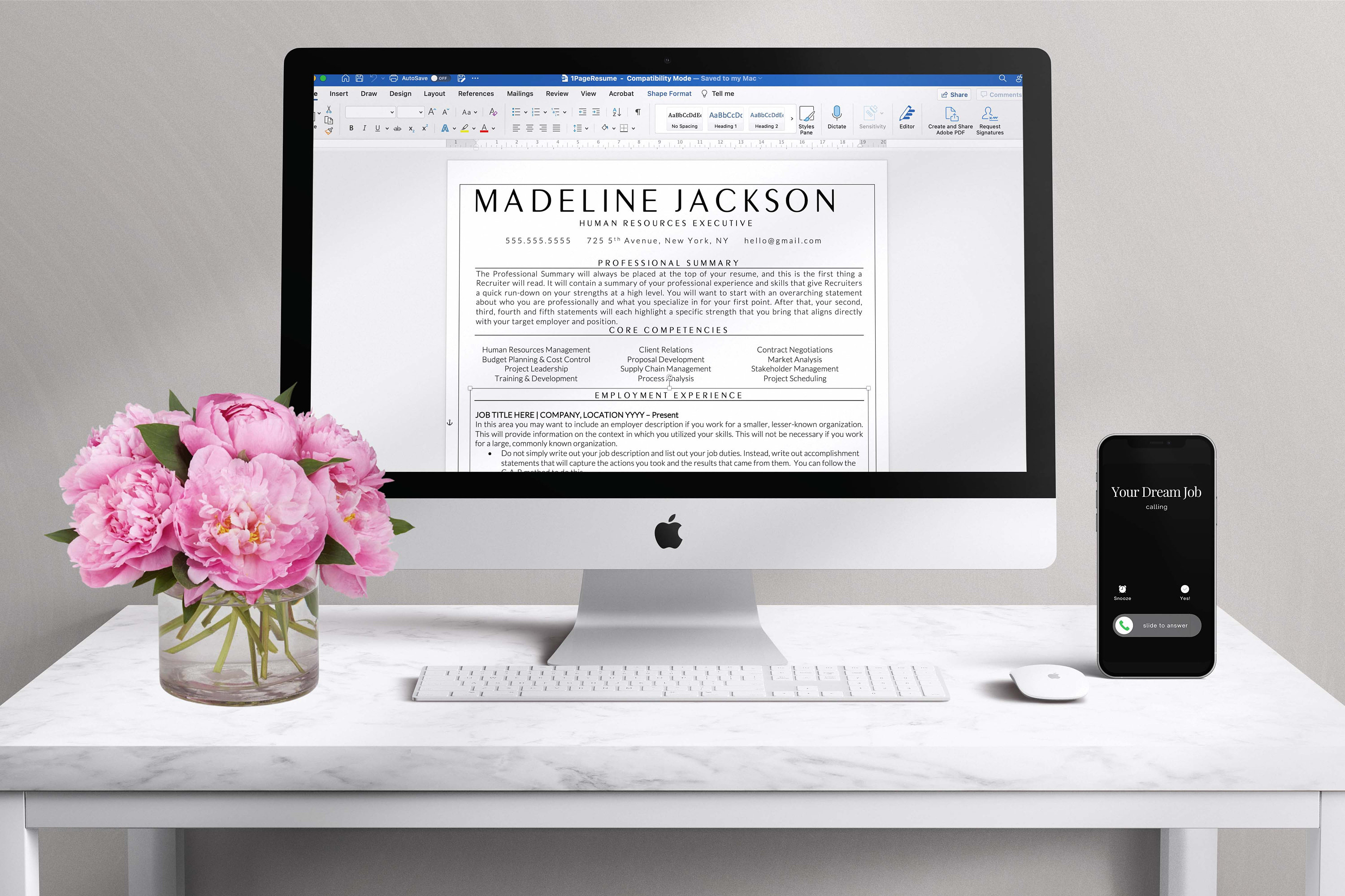 Professional Resume Template for Word 1 2 and 3 Page Resume - Etsy
