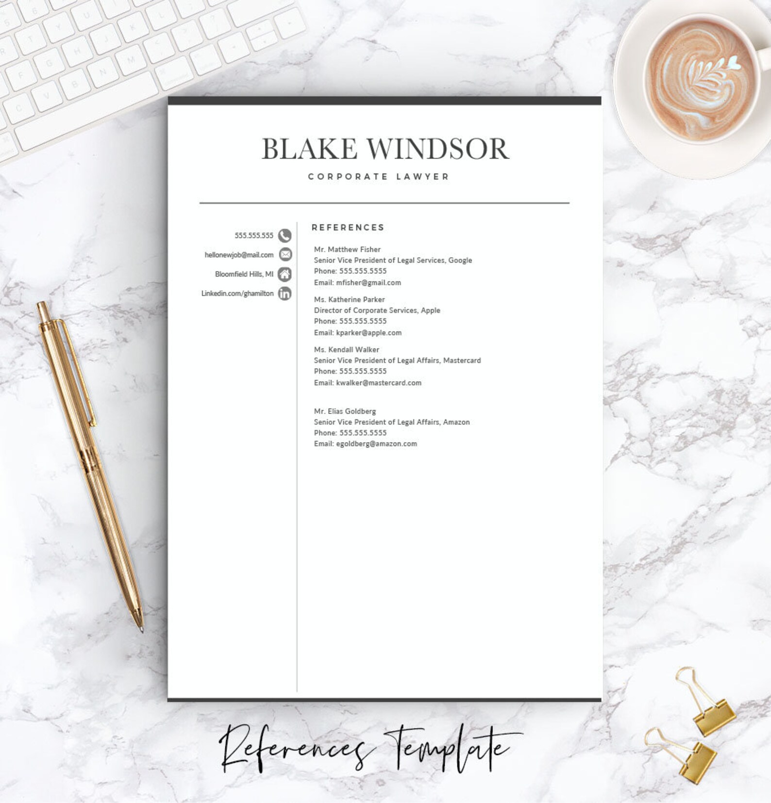 Resume Template for Word 1 & 2 Pageprofessional Resume | Etsy