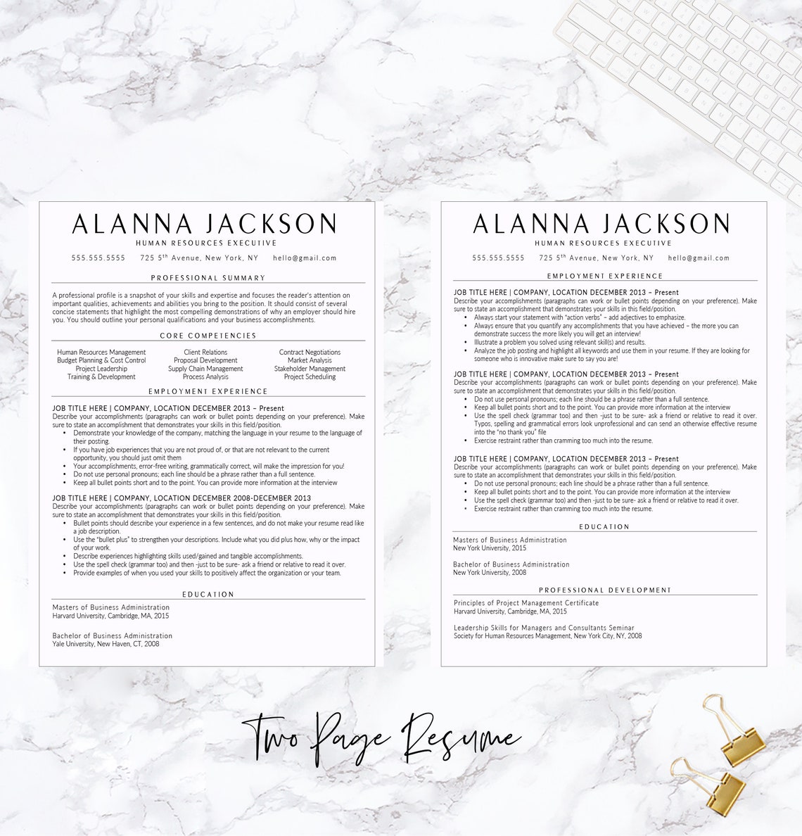 Professional Resume Template for Word 1 2 and 3 Page Resume | Etsy