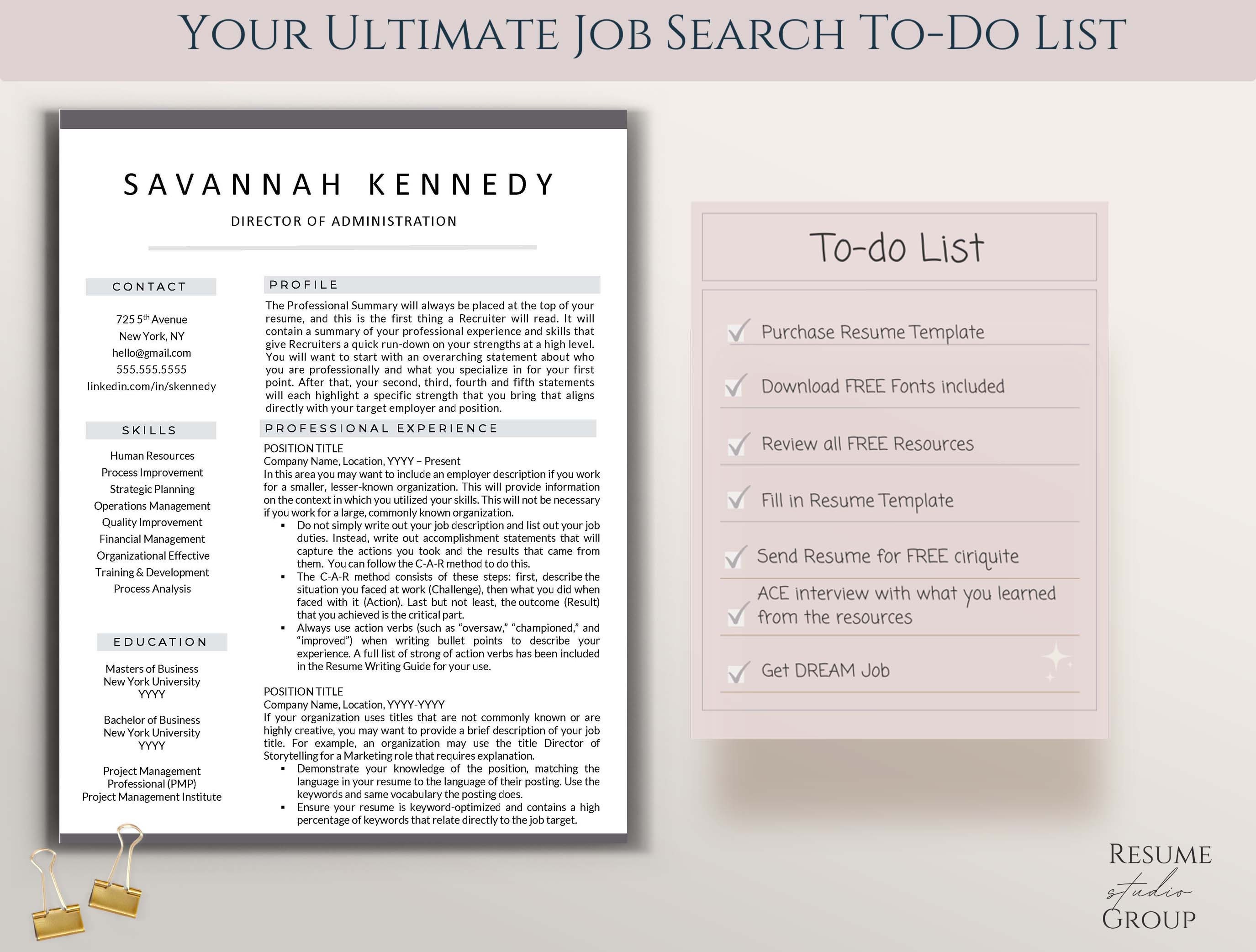 Professional Resume Template for Word 1 and 2 Resume - Etsy Canada