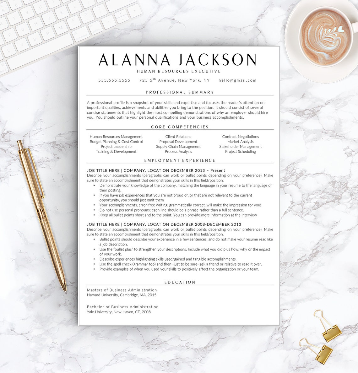 Professional Resume Template for Word 1 2 and 3 Page Resume | Etsy