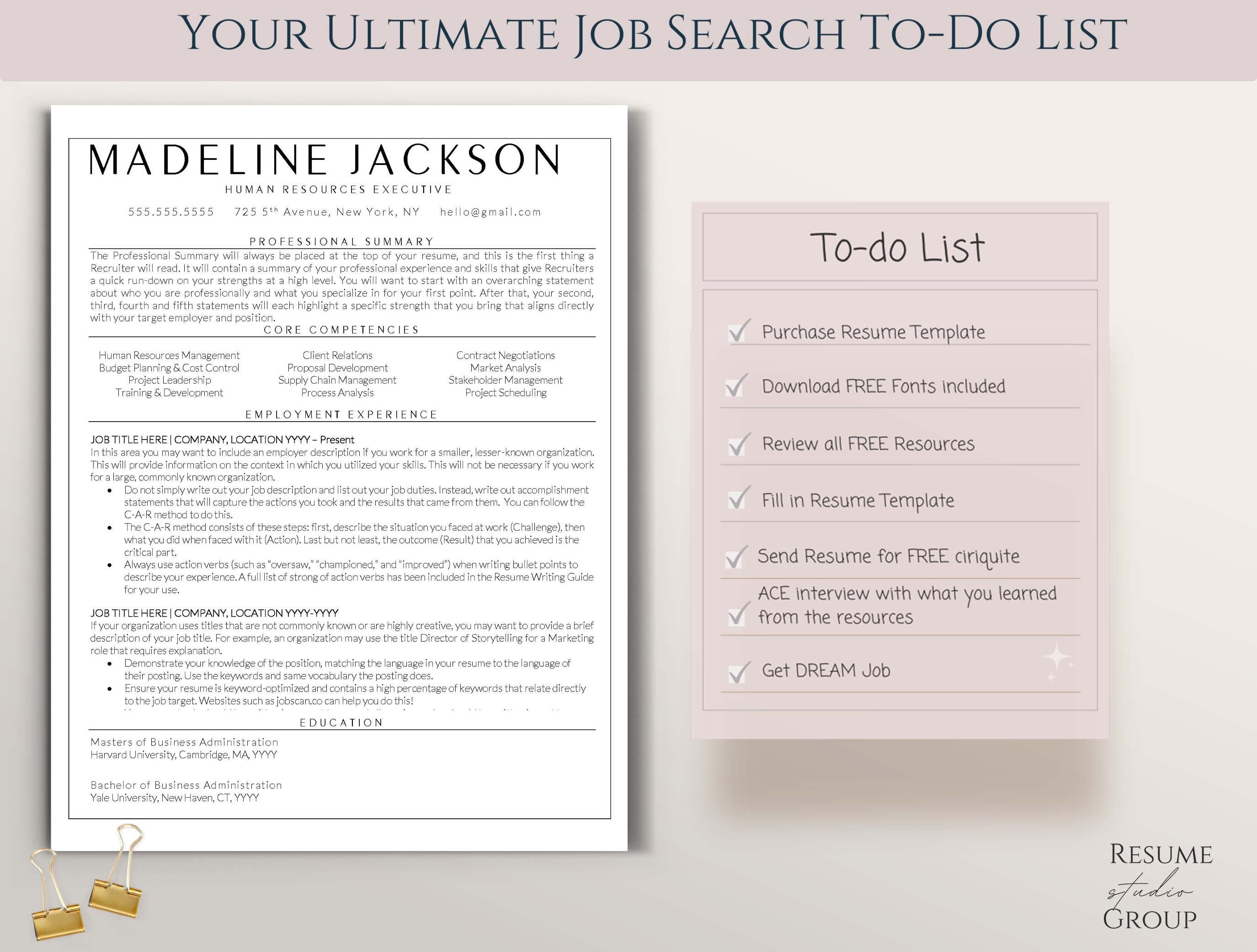 Professional Resume Template for Word 1 2 and 3 Page Resume - Etsy