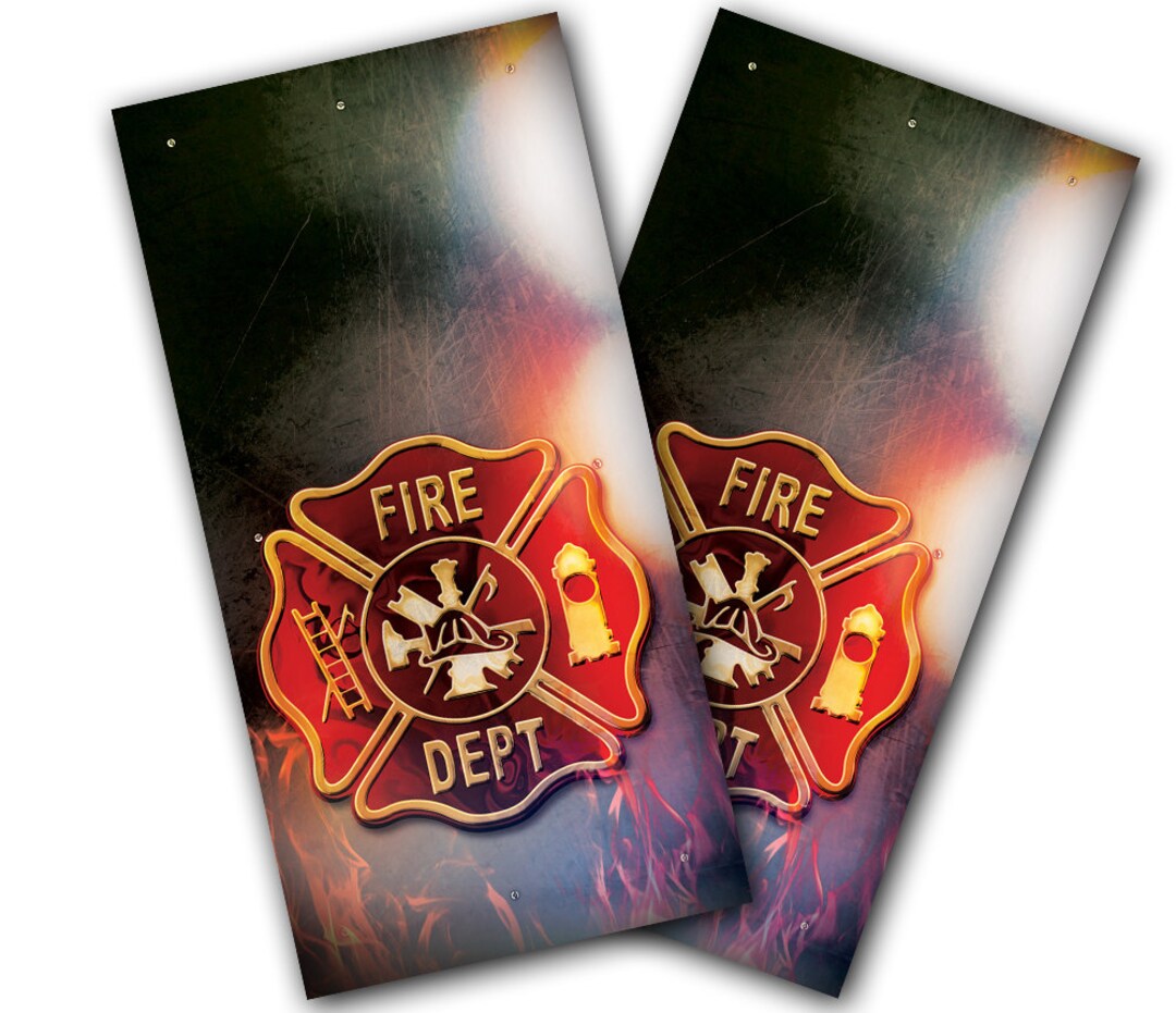 Fire Badge Cornhole Wraps - Cornhole Wraps - Cornhole Skins - Fire ...