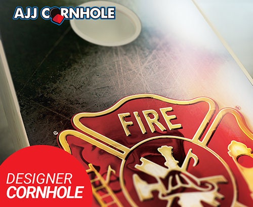 Fire Badge Cornhole Set With Bags Firefighter Cornhole Set | Etsy