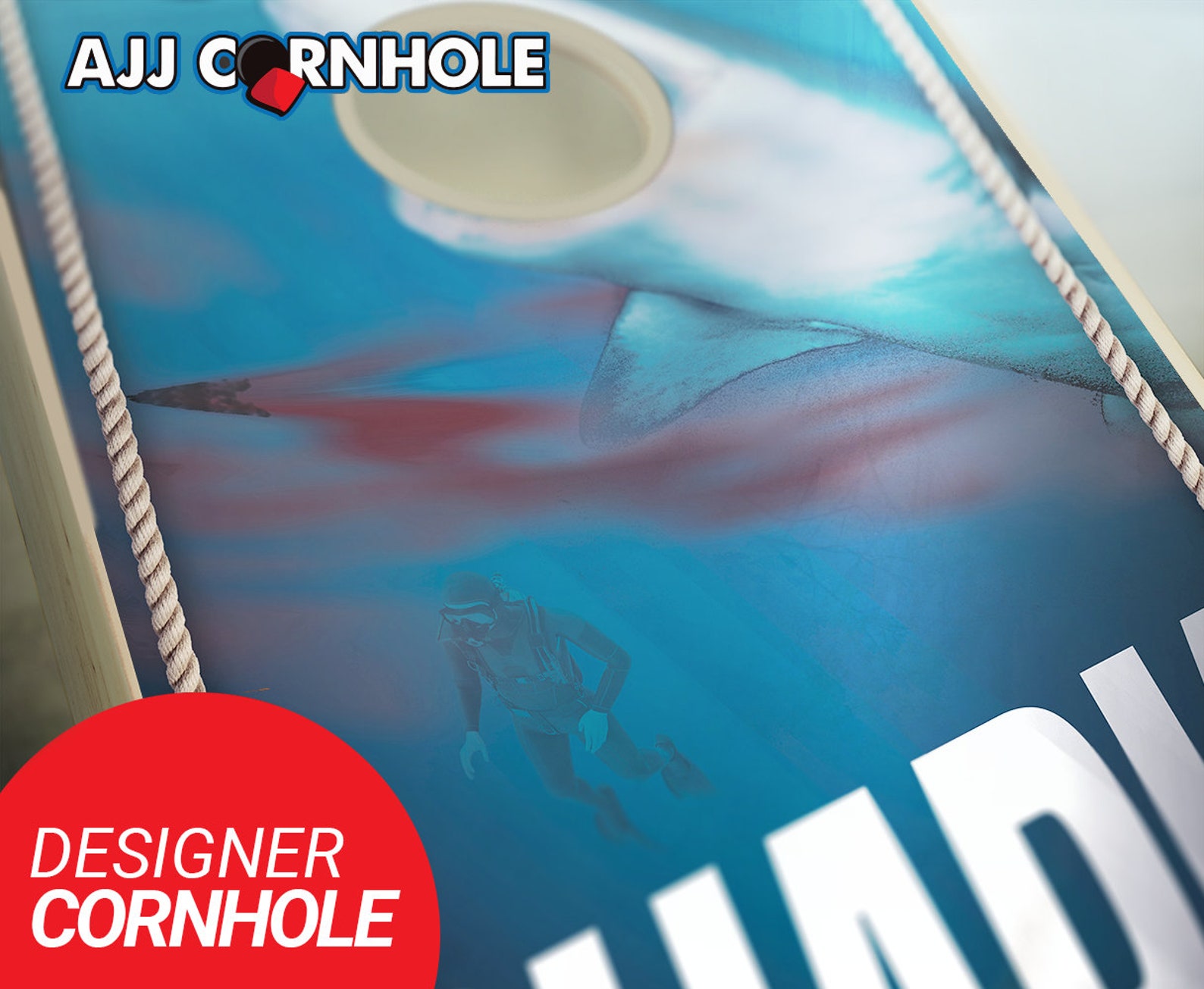 Shark Cornhole Set With Bags Cornhole Set Ocean Cornhole | Etsy