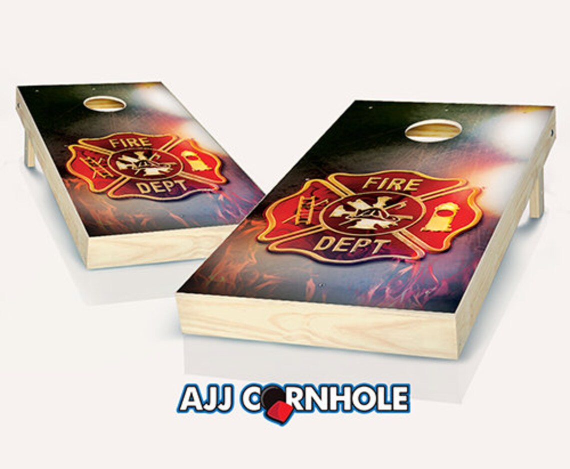 Fire Badge Cornhole Set With Bags - Firefighter Cornhole Set - Fire ...