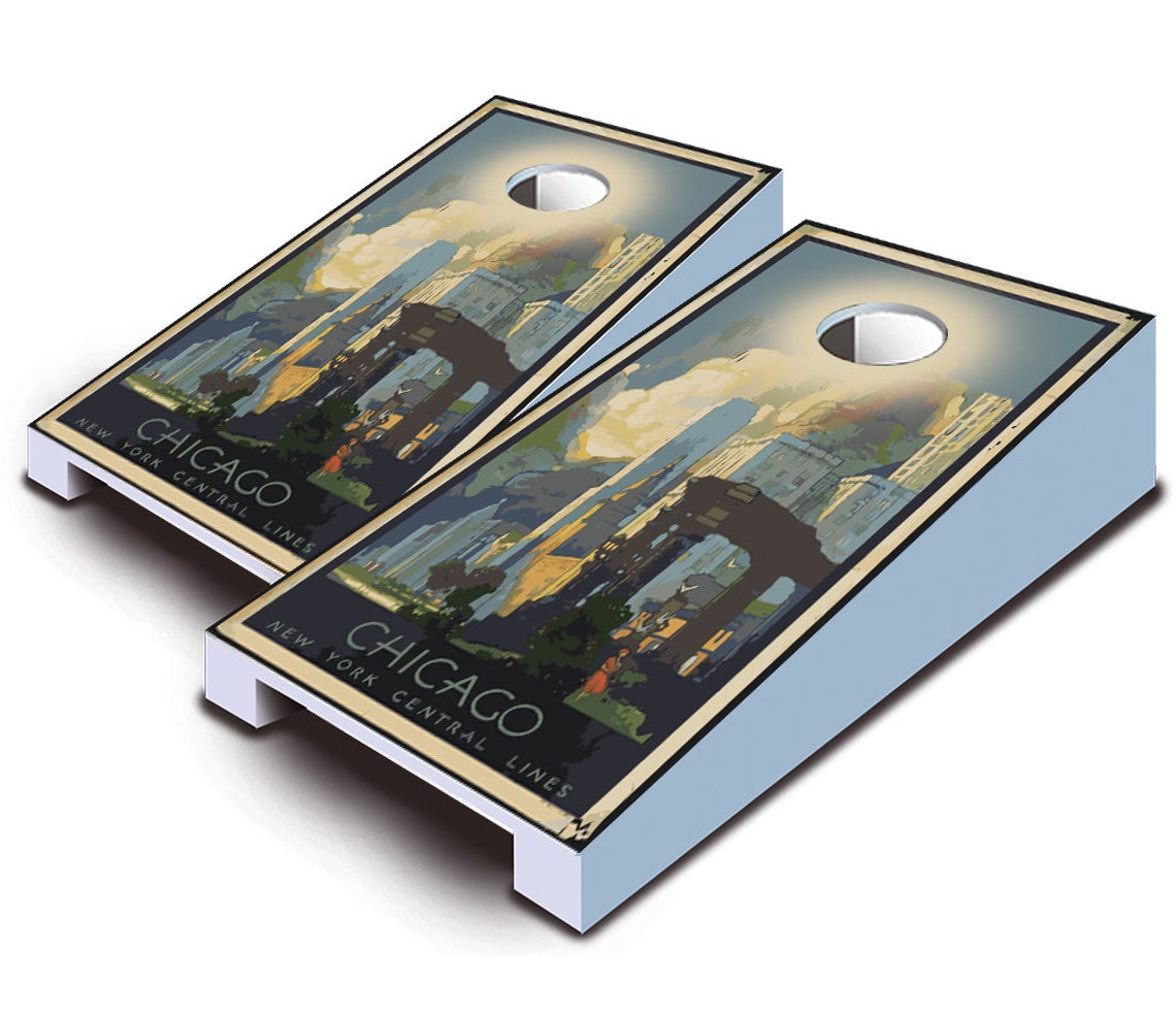 Chicago Poster Tabletop Cornhole Set With Bags Desktop - Etsy