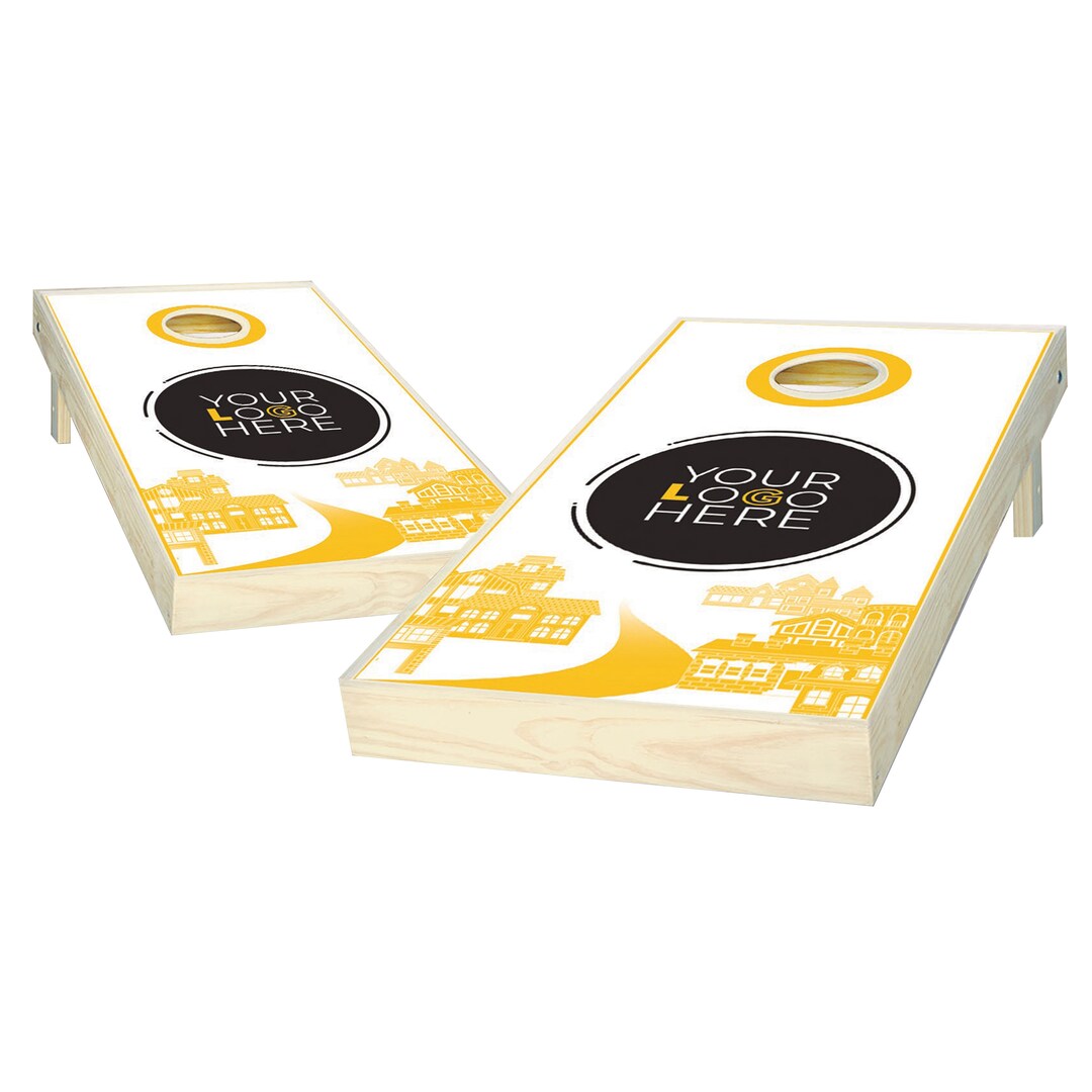 Custom Cornhole Set - Add Your Logo Here - Custom Cute Town Design ...
