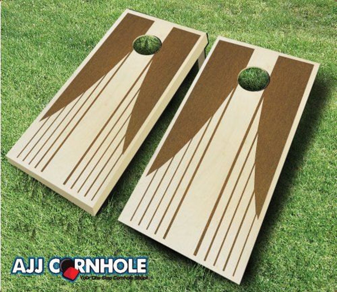 Chestnut Stained Swooping Stripes Cornhole Set With Bags - Cornhole Set ...