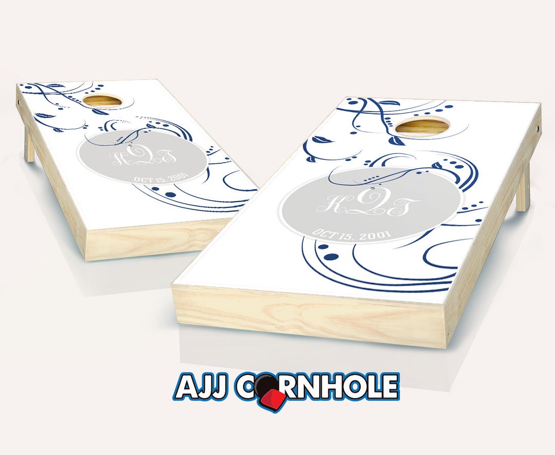 Custom Wedding Floral Monogram Cornhole Set With Bags - Wedding ...