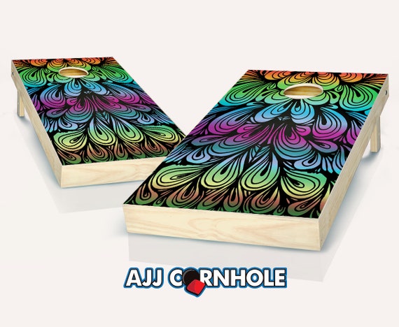Rainbow Swirl Cornhole Set With Bags Cornhole Set Cornhole - Etsy