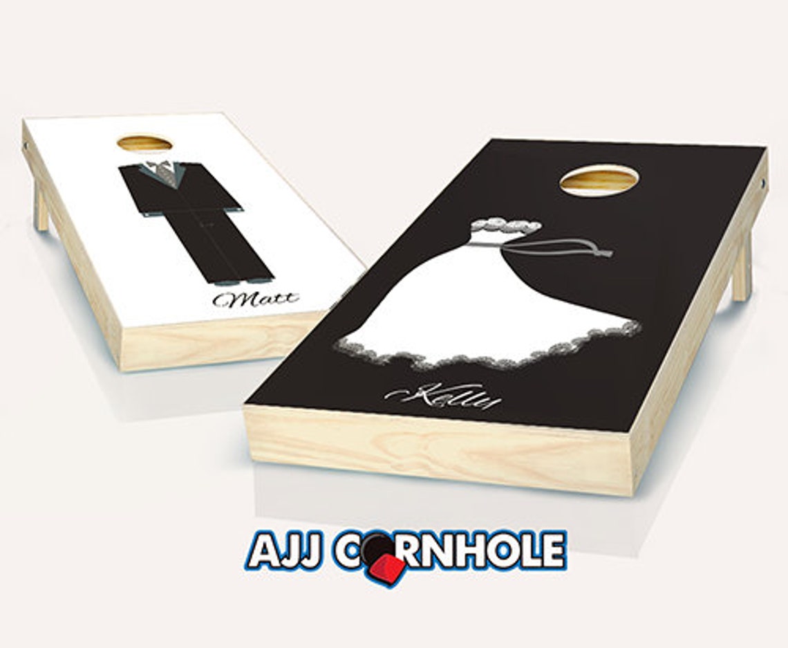 Custom Bride & Groom Wedding Cornhole Set With Bags - Wedding Cornhole ...