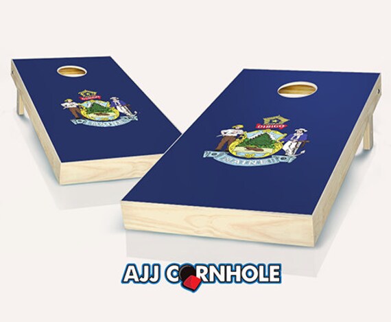 Maine State Flag Cornhole Set With Bags Cornhole Set Ocean | Etsy