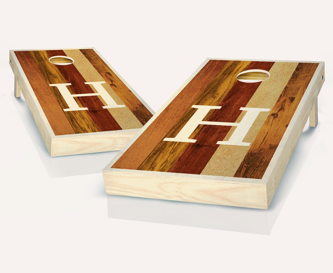 Multicolored Monogram White-washed Stained Cornhole Set With Bags ...