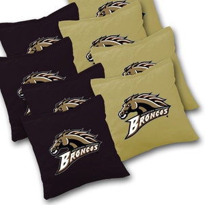 Officially Licensed Western Michigan Broncos Striped Cornhole Set With ...