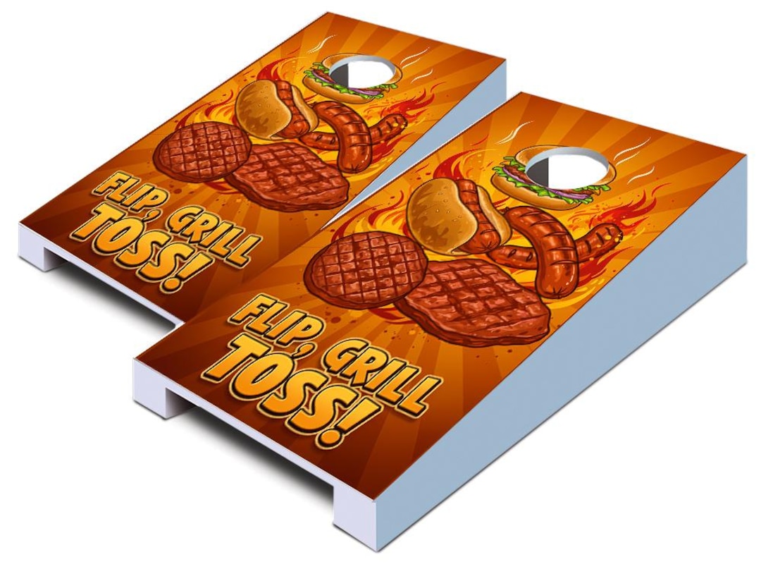 Flip Grill Toss Burger Hotdog Cornhole Set With Bags - Desktop Cornhole ...