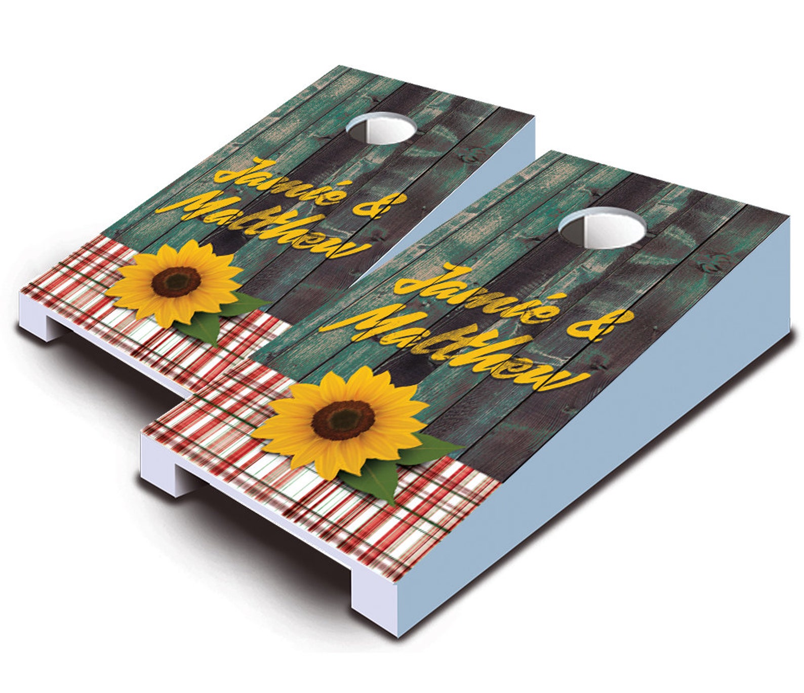 Sunflower Couple Tabletop Cornhole Set With Bags - Desktop Cornhole ...
