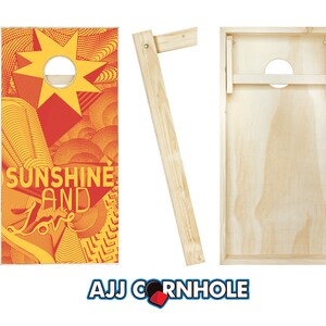 Sunshine and Love Ebony Stained Cornhole Set With Bags - Cornhole Set ...