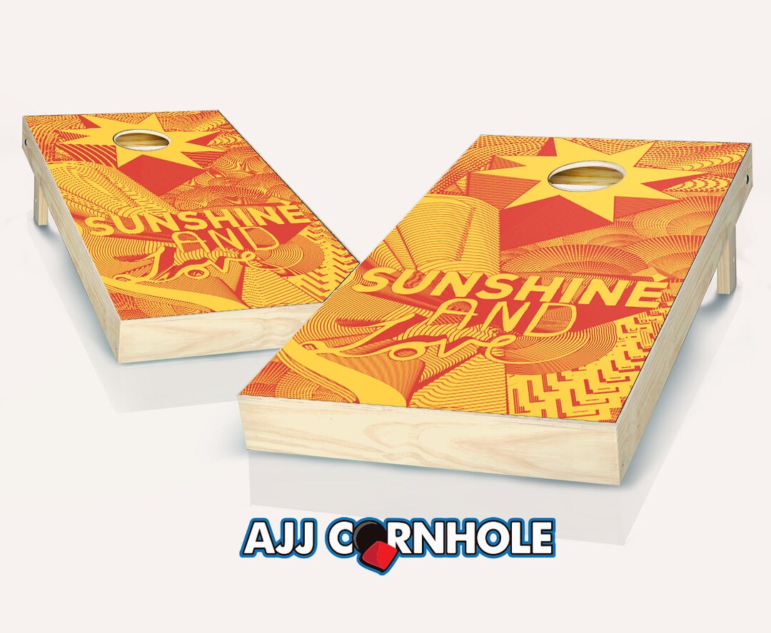 Sunshine and Love Ebony Stained Cornhole Set With Bags - Cornhole Set ...