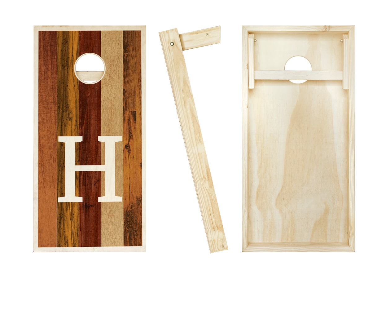 Multicolored Monogram White-washed Stained Cornhole Set With - Etsy