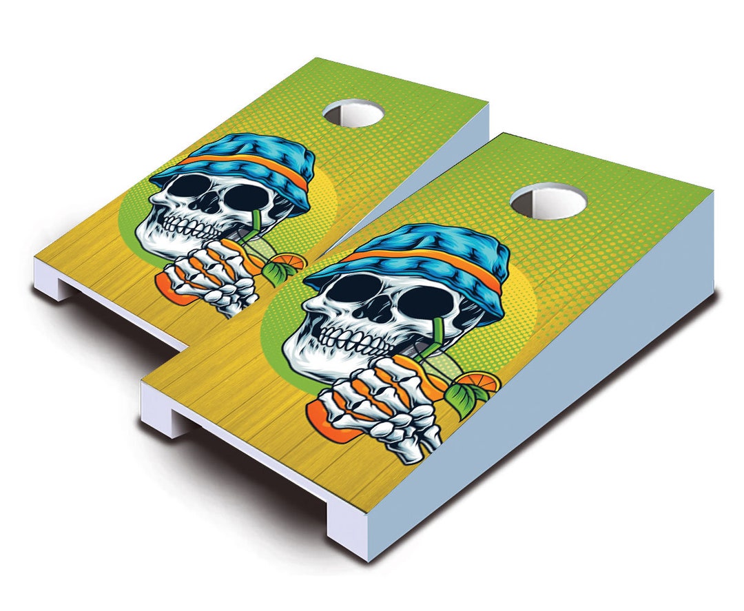 Skull Beach Bum Cornhole Set With Bags - Desktop Cornhole - Mini Toss ...