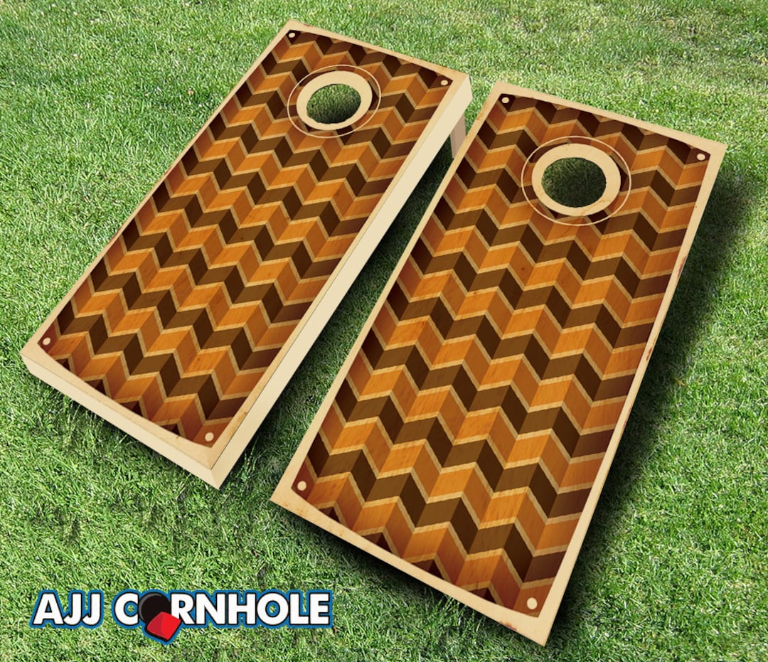 Retro Stained Multi Chevron Cornhole Set With Bags - Cornhole Set ...
