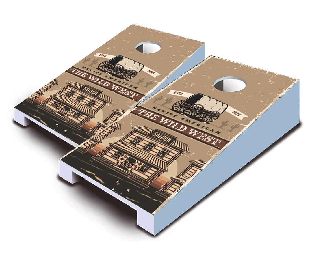 Wild West Saloon and Wagon Cornhole Set With Bags - Desktop Cornhole ...